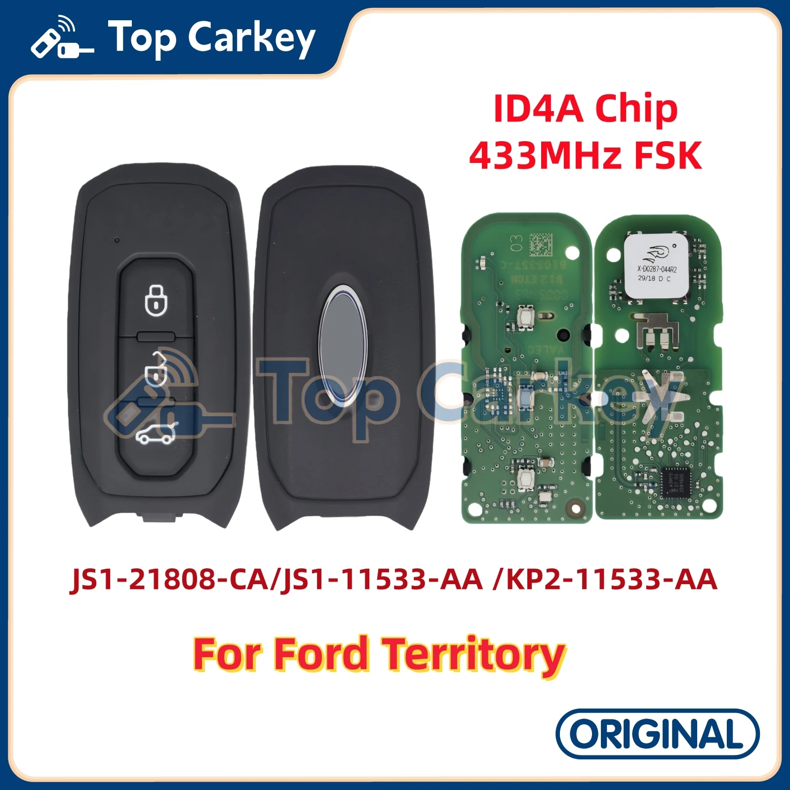TopCarkey JS1-21808-CA/JS1-11533-AA /KP2-11533-AA llave remota ...