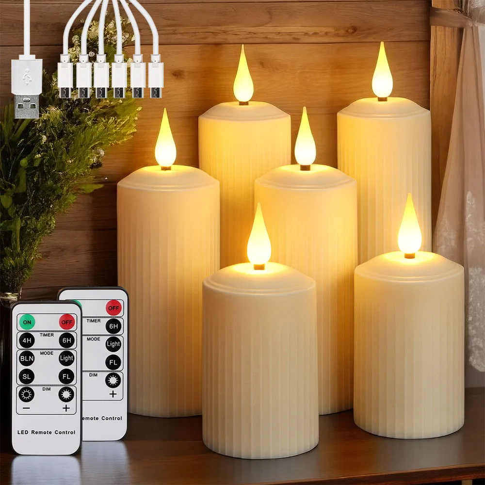 Rechargeable-Led-Candles-By-usb-2-Remote-Waterproof-Pillar-Candles-for ...
