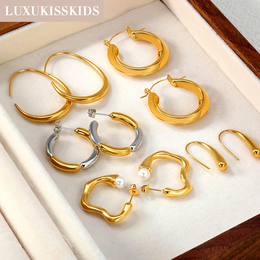 LUXUKISSKIDS Simple Earring Hoops Surgical Steel Round Shape Earrings ...