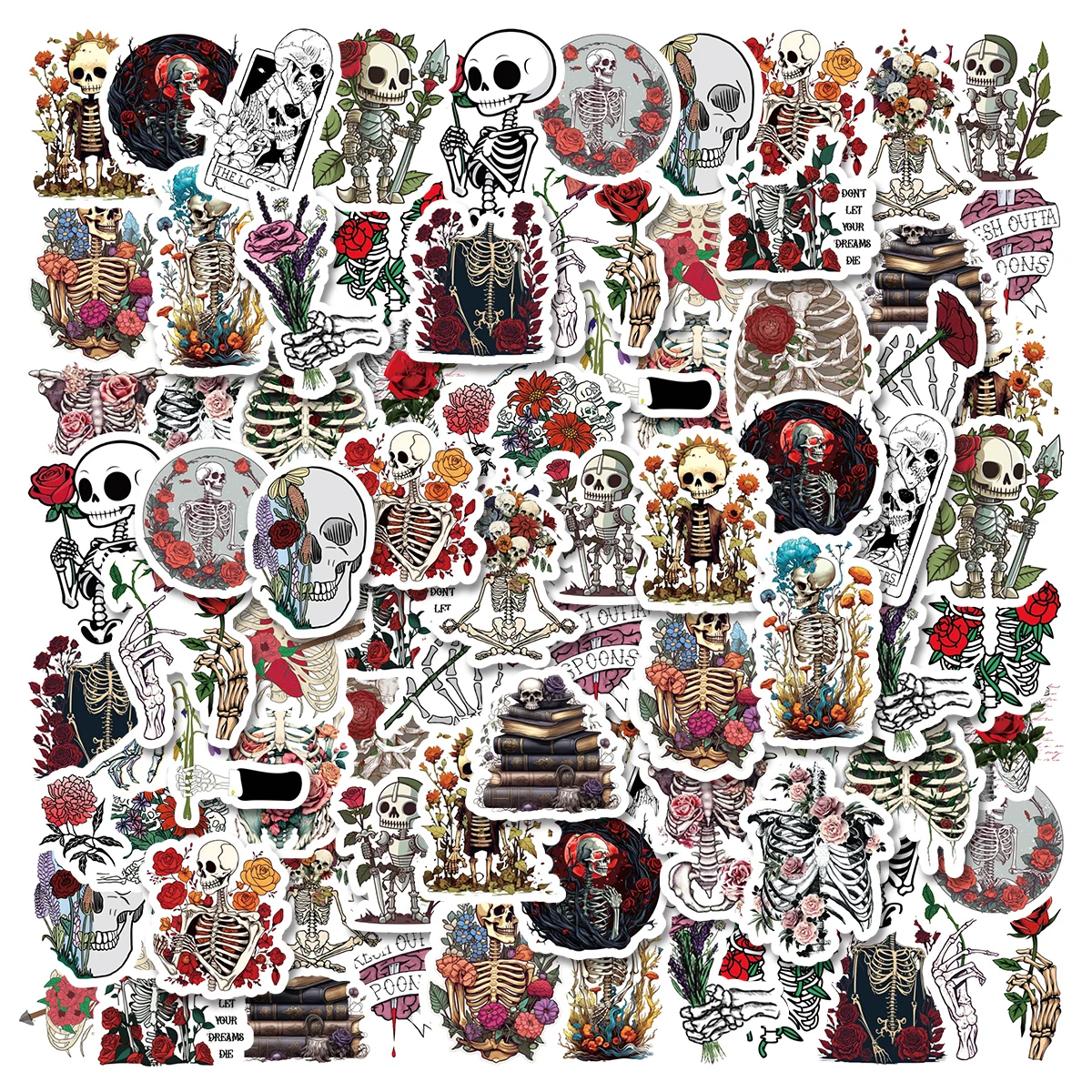 30pcs-Cute-Little-Skeleton-Cartoon-Graffiti-Stickers-Decorated-Notebook ...