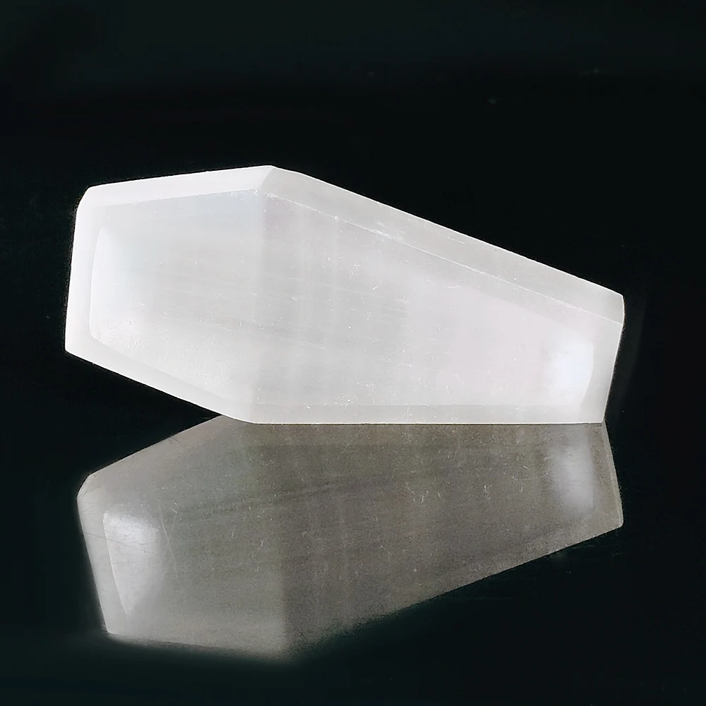 1pc Natural Selenite Coffin Crystal Carving, Reiki Energy Home Decor ...