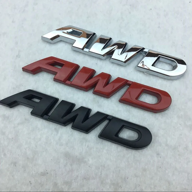 3D-Metal-Red-Chrome-Black-Logo-AWD-Emblem-Nameplate-Letters-Car-Fender ...