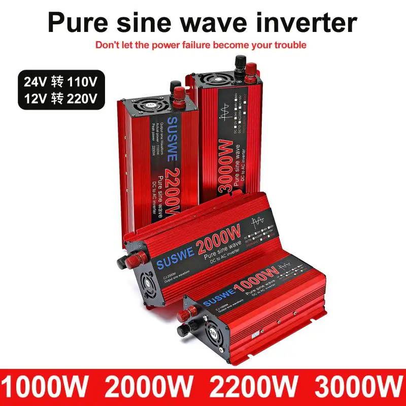 3000-2200W-Pure-Sine-Wave-Inverter-DC-12V-24V-To-AC-220V-50Hz-60Hz ...
