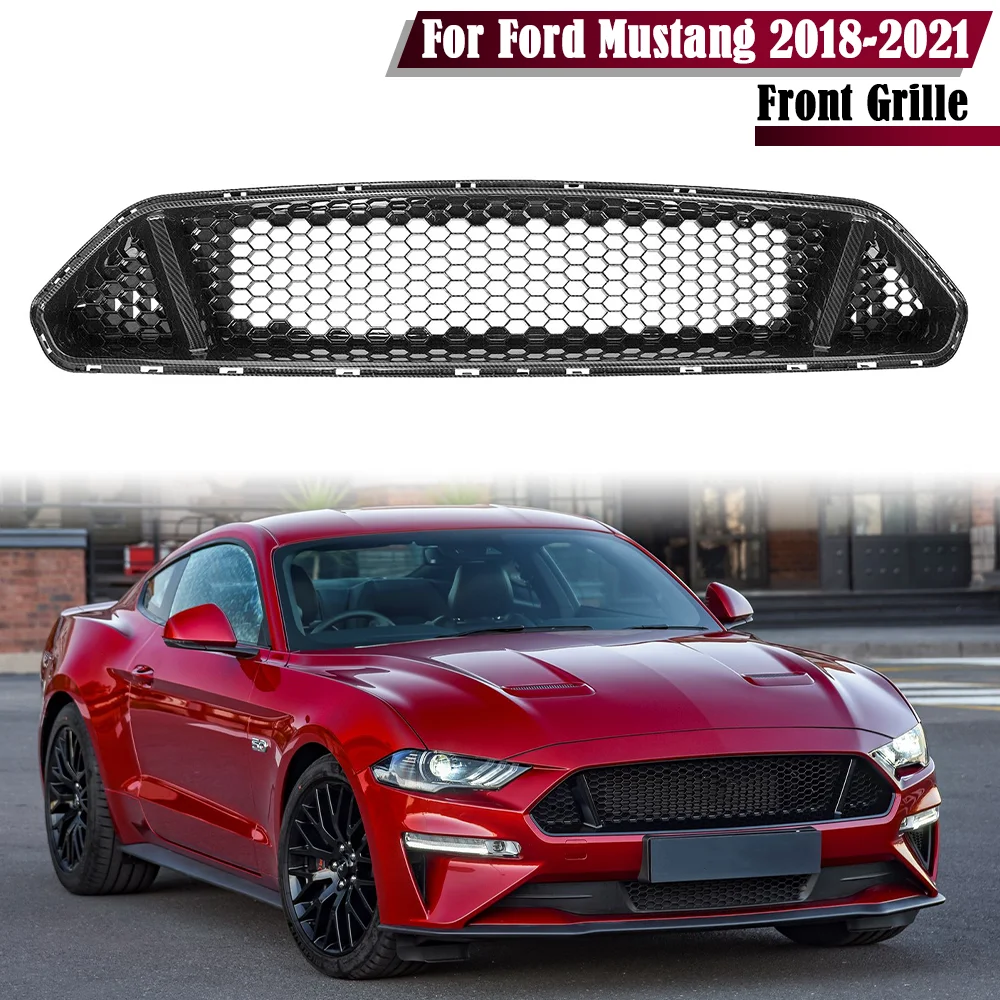 Honeycomb Mesh Front Grille Carbon Fiber Look Racing Grills For Ford ...