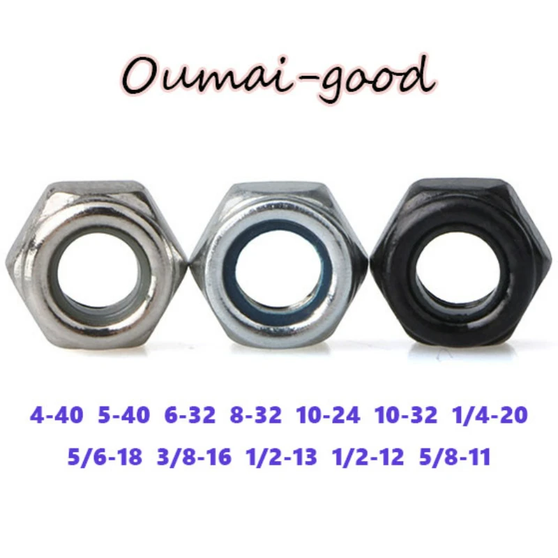 5Pc-Black-Carbon-Steel-Nylon-Lock-Nuts-Metric-Threaded-Hex-Insert ...
