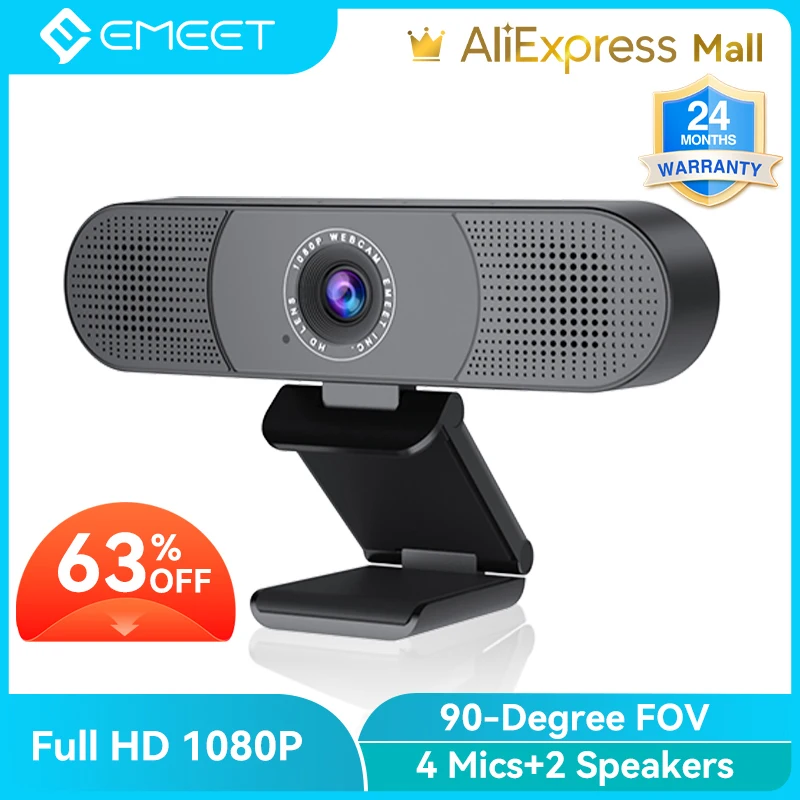 1080p webcam com alto falantes usb 3 em 1 hd câmera web emeet c980 pro ...