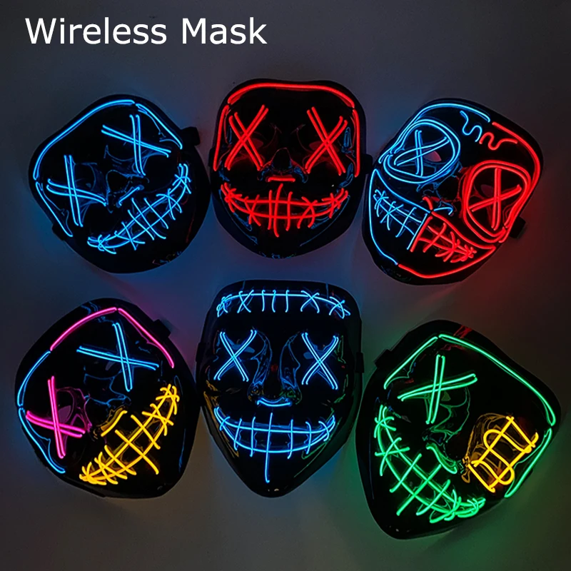 Wireless-Neon-LED-Mask-Halloween-Scary-Glowing-Mask-For-Masquerade ...
