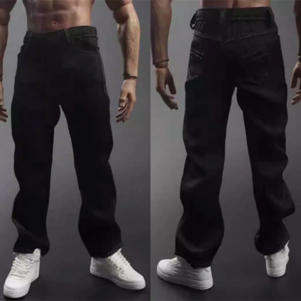 1/6 Scale Fashionable Trendy Handsome Casual Elongated Slim Fit Black ...