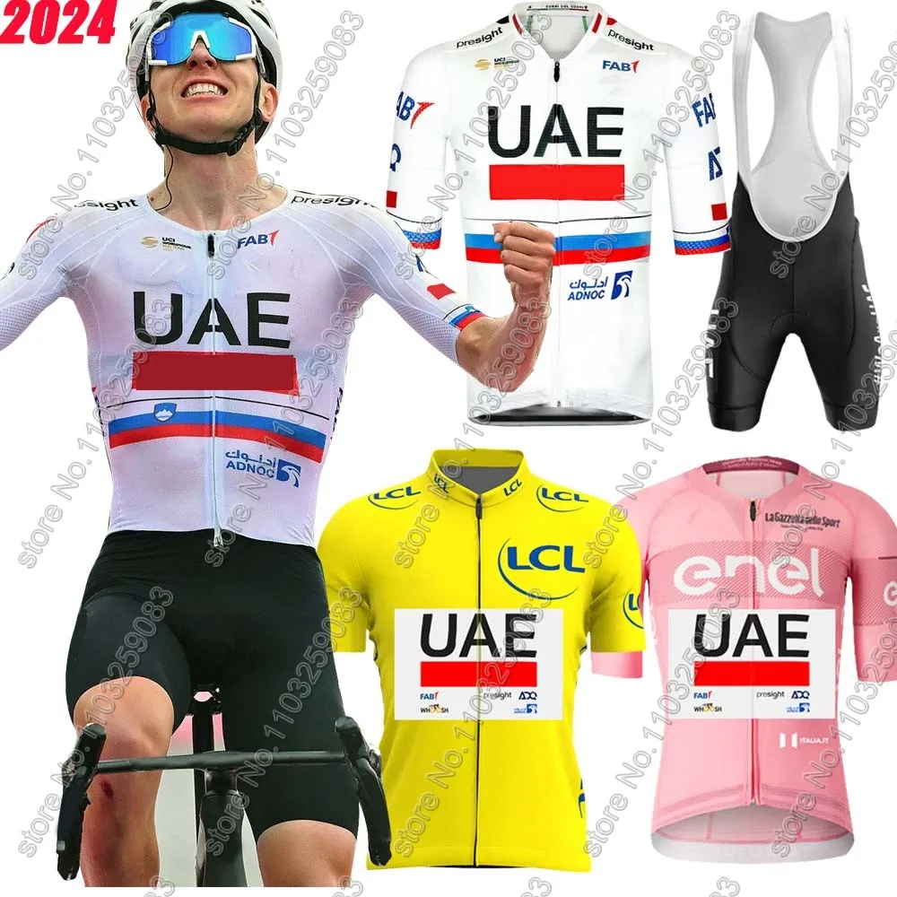 2024-Yellow-UAE-Team-Cycling-Jersey-Set-Short-Sleeve-Tour-Pogacar-Mens ...