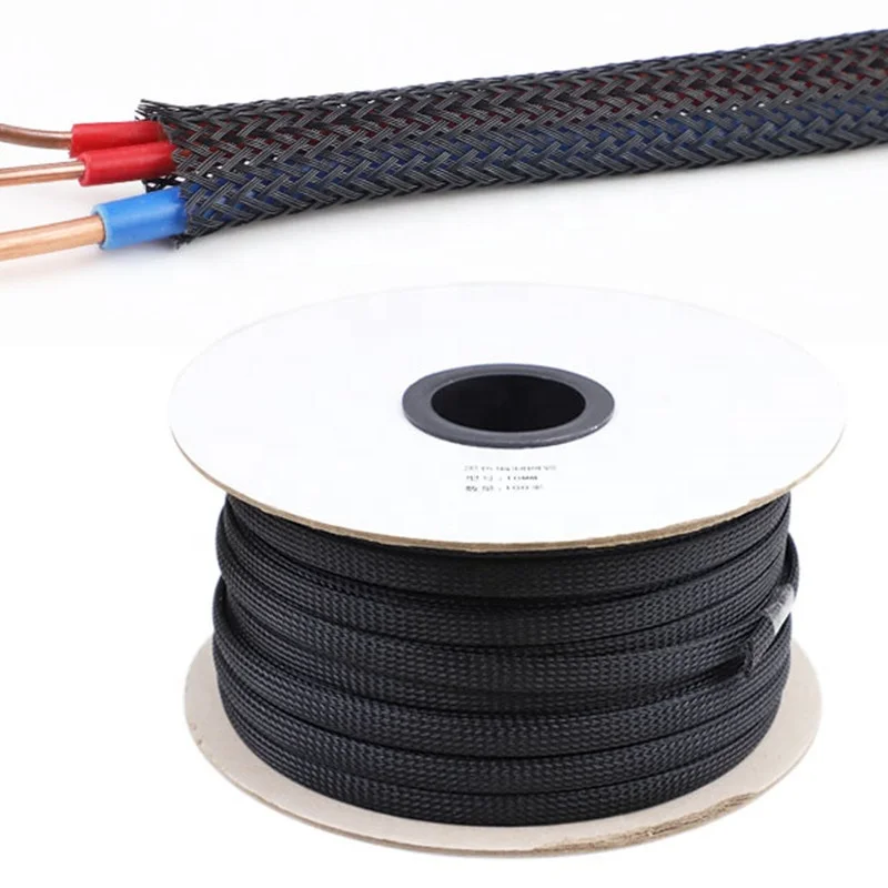 PET-Black-Cable-Sleeve-Length1-3-5-50-100M-Insulated-Braided-Sleeving ...