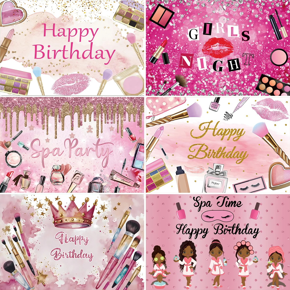 Laeacco-Pink-Beauty-Makeup-Spa-Party-Photographic-Background-Women ...