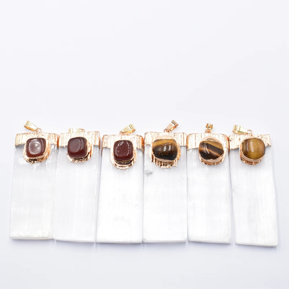 wholesale 6pcs/lot natural Selenite Plaster tiger eye stone red onyx ...