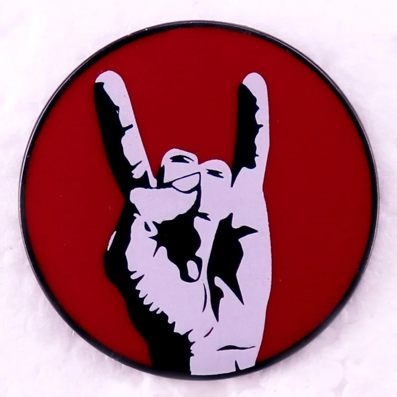 Sign-of-The-Horns-Enamel-Pin-Hand-in-Rock-N-Roll-Sign-Badge-Brooch ...