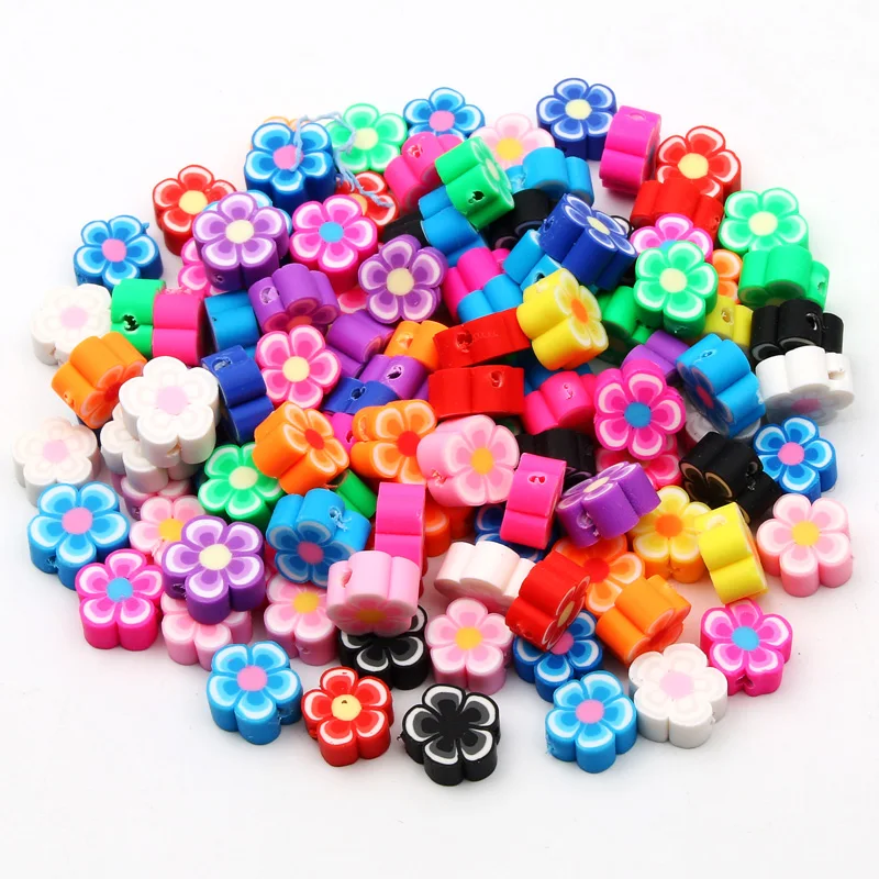 20-50-100pcs-Mixed-Flower-Polymer-Clay-Beads-Handmade-Flower-Beads-For ...