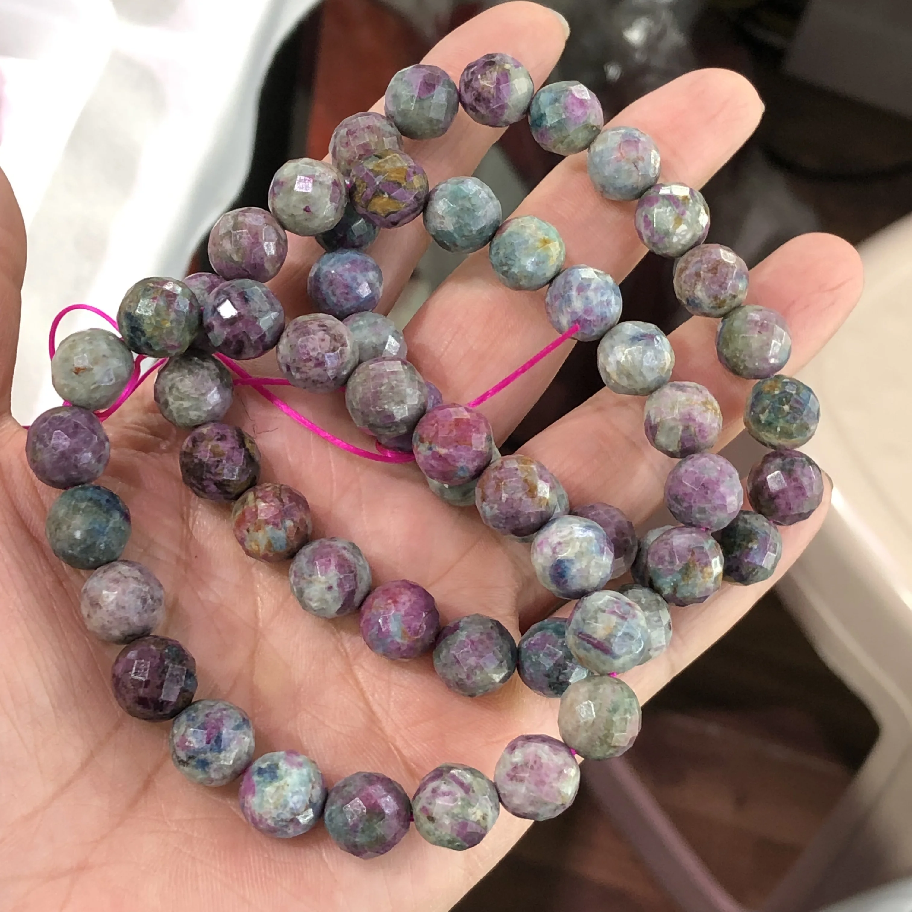 1-Pc-Fengbaowu-Natural-Green-Ruby-Bracelet-Faceted-Round-Beads-Reiki ...