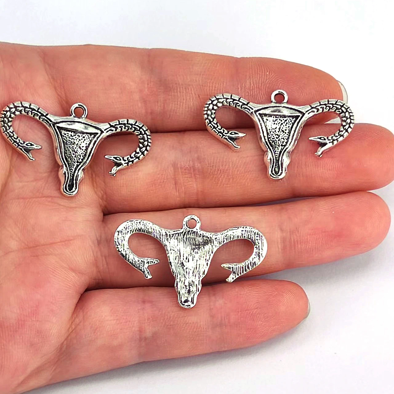 50pcs-New-DIY-Zinc-alloy-ancient-silver-color-uterus-snake-charm ...