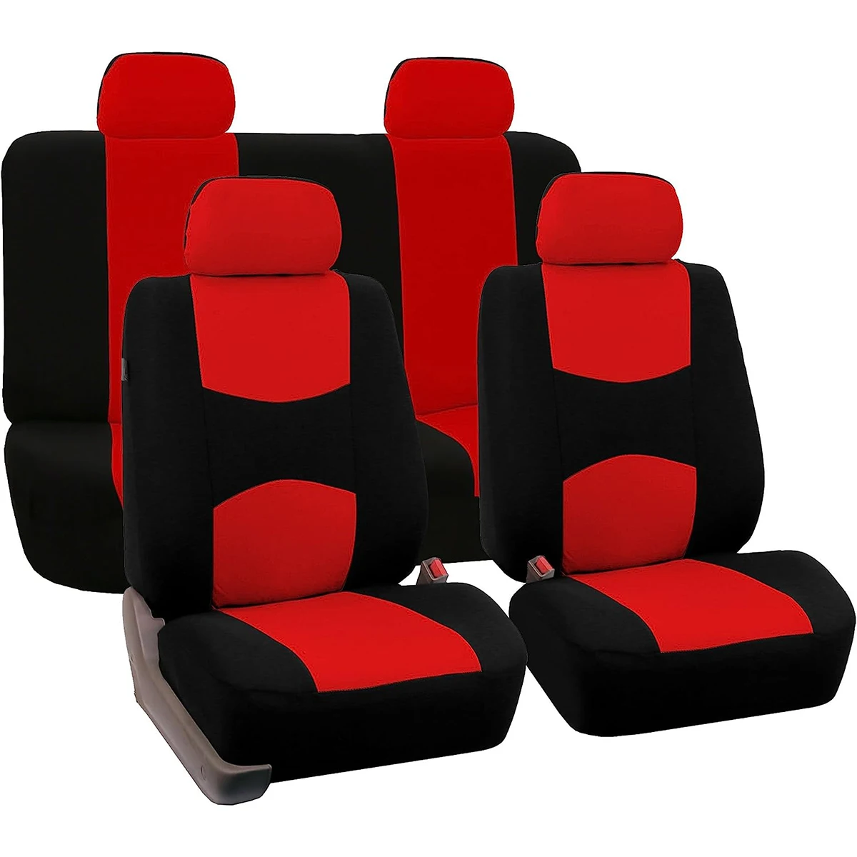 Full-set-of-5-seater-fabric-cushion-red-car-universal-safety-seat ...