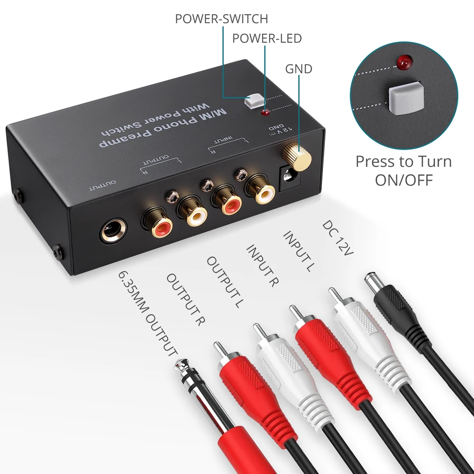 Preamplifier Home Audio Phono Turntable Preamp, Jancane Phono Preamp ...