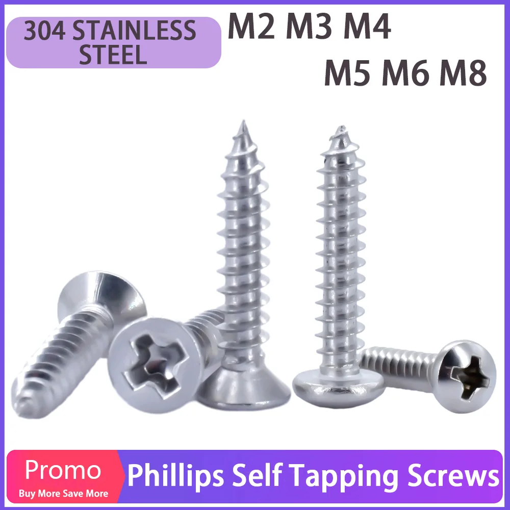 M2-M3-M4-M5-M6-M8-304-Stainless-Steel-Phillips-Cross-Round-Countersunk ...