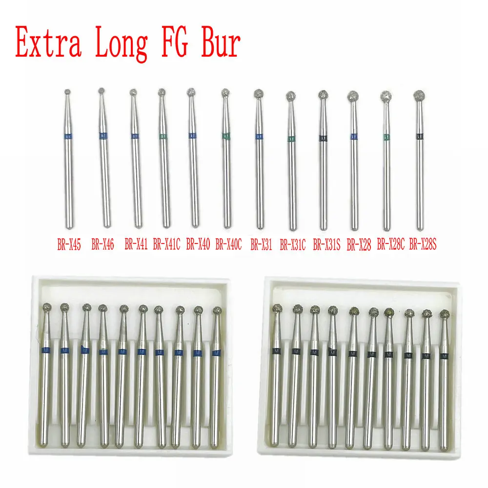 10pcs/pack Extra Long Dental Diamond Burs 25mm FG Dia-burs 1.6mm Shank ...