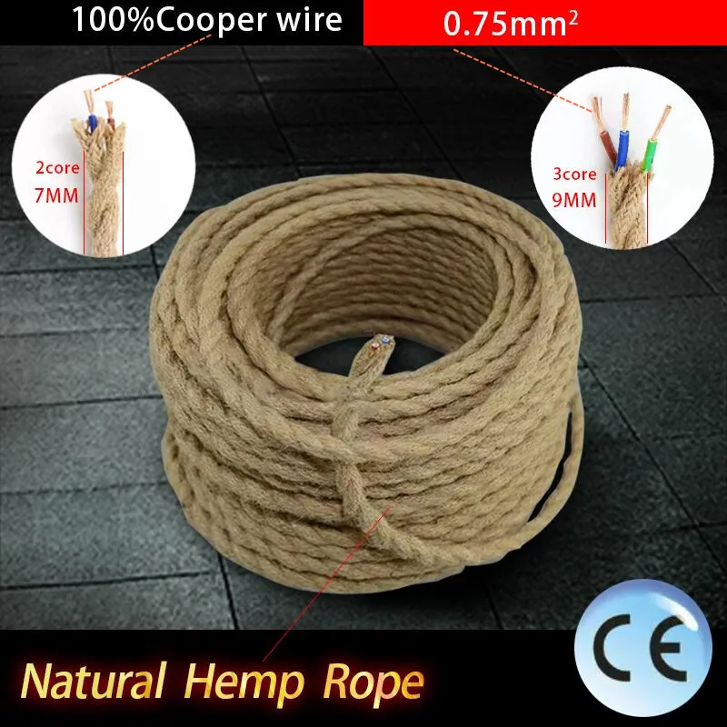 2 Core 3 Core Twisted Cable Hemp Rope Electrical Wire Retro Style ...