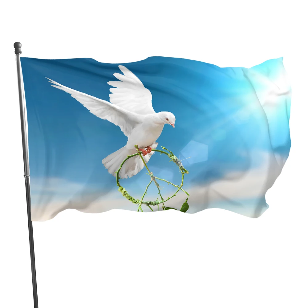 PEACE Flags Pigeon Banner LOGO Pattern Flag Symbolizes World Peace and ...