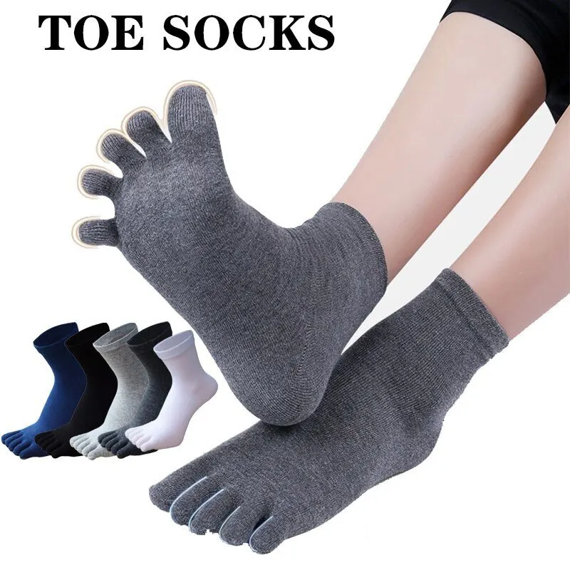 4-Pairs-Men-s-Breathable-Sweat-Socks-Toe-Socks-Novelty-Socks-Sports ...
