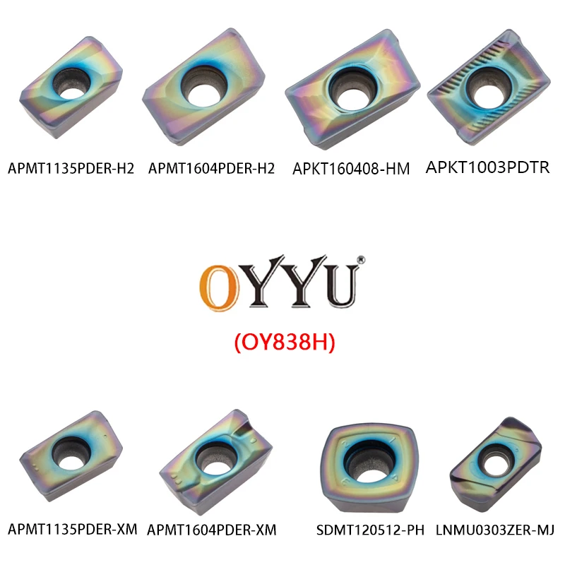 OYYU 고경도 선반 절삭기, CNC 밀링 인서트, APMT APKT LNMU RDHX RDMT SDMT APMT1135 ...