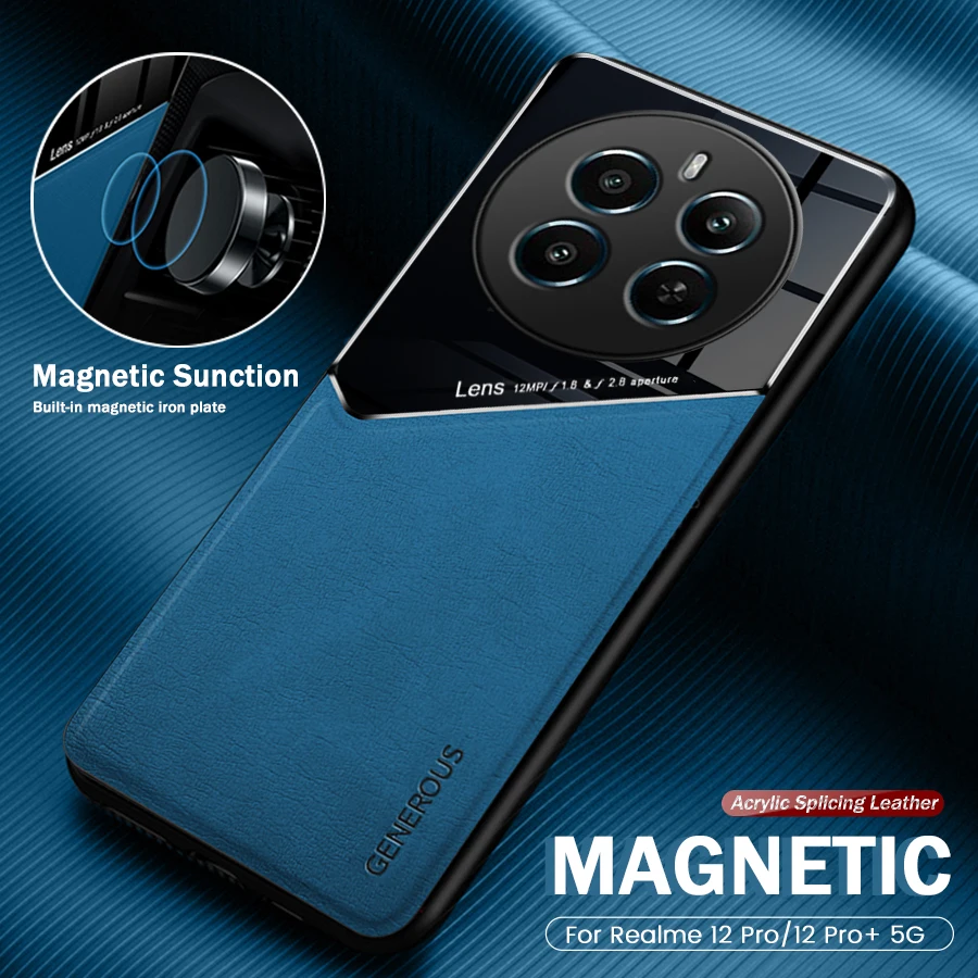 Realmi-12-Pro-Plus-5G-Case-Car-Magnetic-Holder-Leather-Cover-For-Realme ...