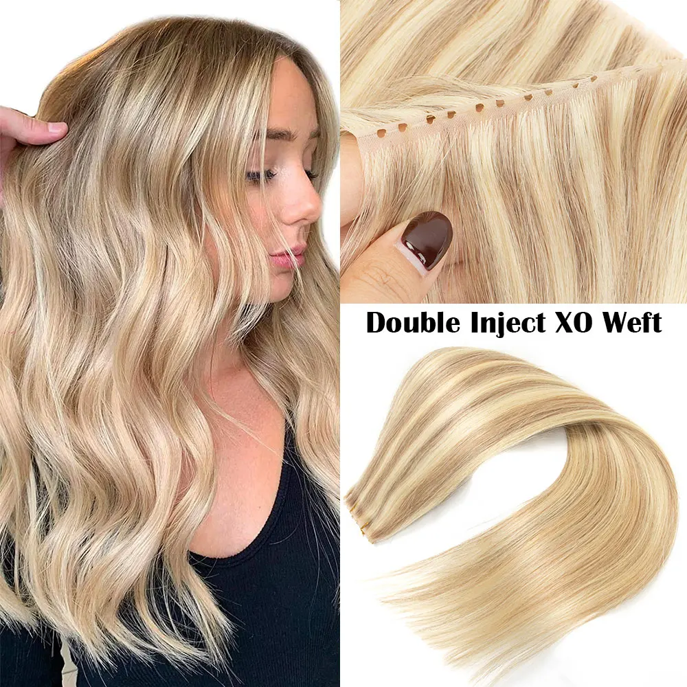 Invisible-PU-Hole-Weft-Human-Hair-Extensions-12-16-20-24-Micro-Loop-XO ...