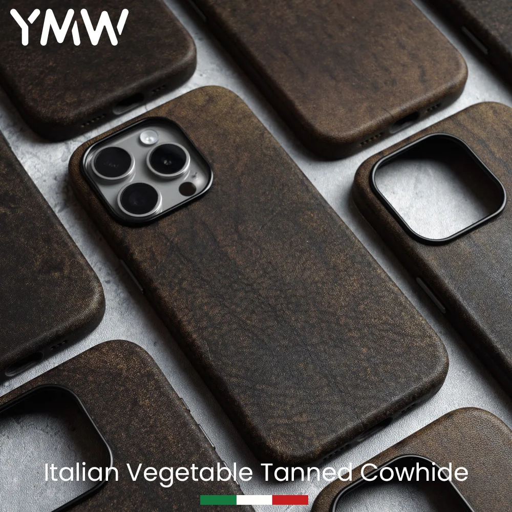 YMW Italian HABANA Genuine Leather Case for iPhone 15 Pro Max ...