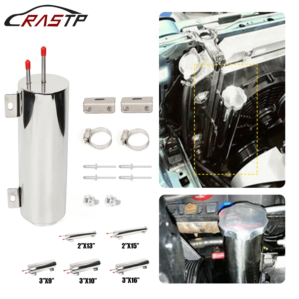 New 2"x 13"/15",3"x 9"/10"/16" Stainless Steel Radiator Overflow Tank ...