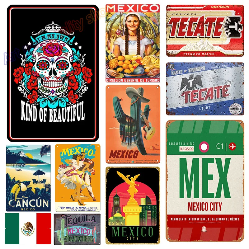 Vintage Mexico Lady with Fruit Tin Sign Mexican Metal Metal Wall Plate ...
