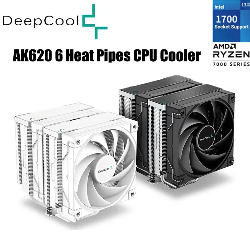 DEEPCOOL AK620 White/Black 6 heatpipes CPU air cooler twin towers ...