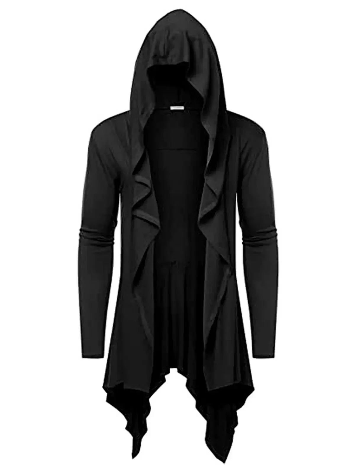 Medieval Vintage Hooded Jacket For Men Long Hooded Cardigan Ruffle ...