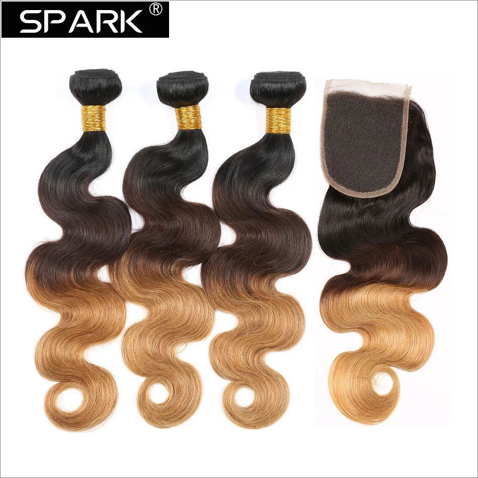 Spark Hair Peruvian Loose Body Wave Human Hair Bundles With Closure ...