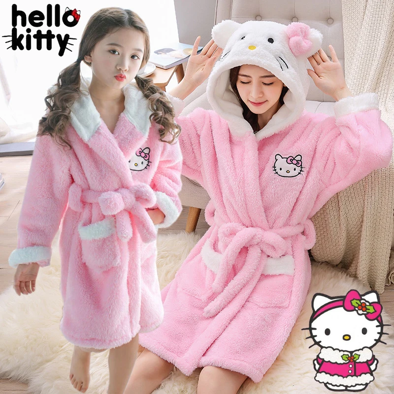 Pijama de Hello Kitty para niños, camisón grueso Kawaii, bata de ...