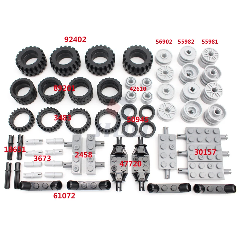 Technical Wheel Tire Pins Plate Kit Building Blocks Compatible 2458 ...