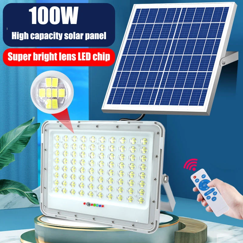 100w Outdoor Led Solar Headlight Spotlights High-capacity Battery With ...