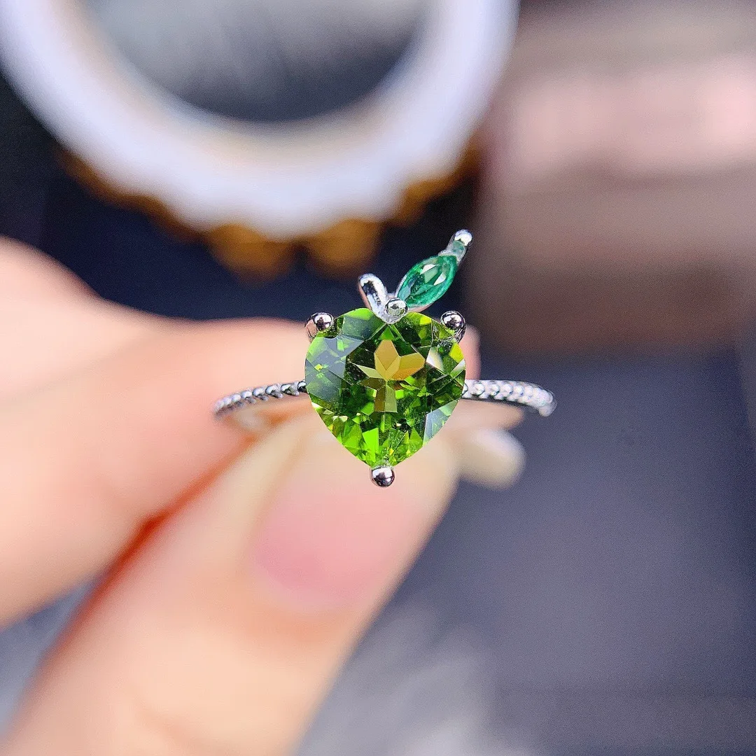 Green Heart Ring | Green Apple Ring | Olivine Rings | Crystal Ring ...