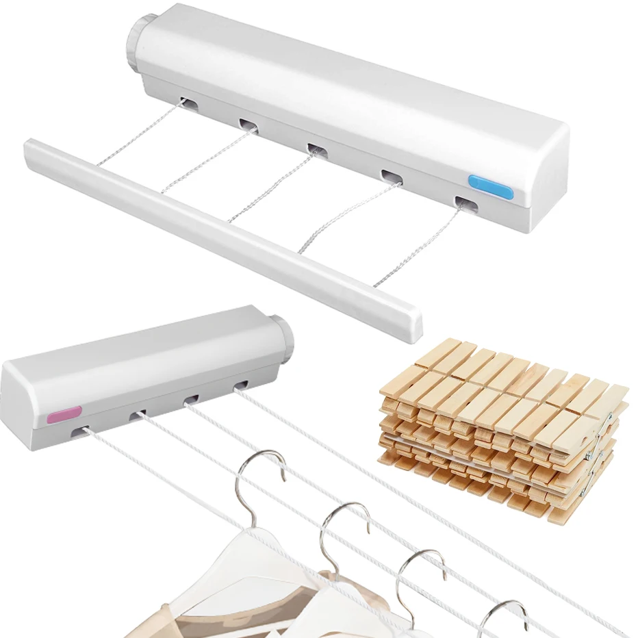 4-5-Lines-Retractable-Clothesline-Wall-Mount-Hanging-Clothes-Rope ...