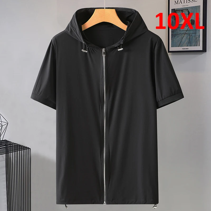 9XL 10XL Plus Size T-shirt Men Summer Tops Tees Fashion Hooded T Shirt Streetwear Short Sleeve ...