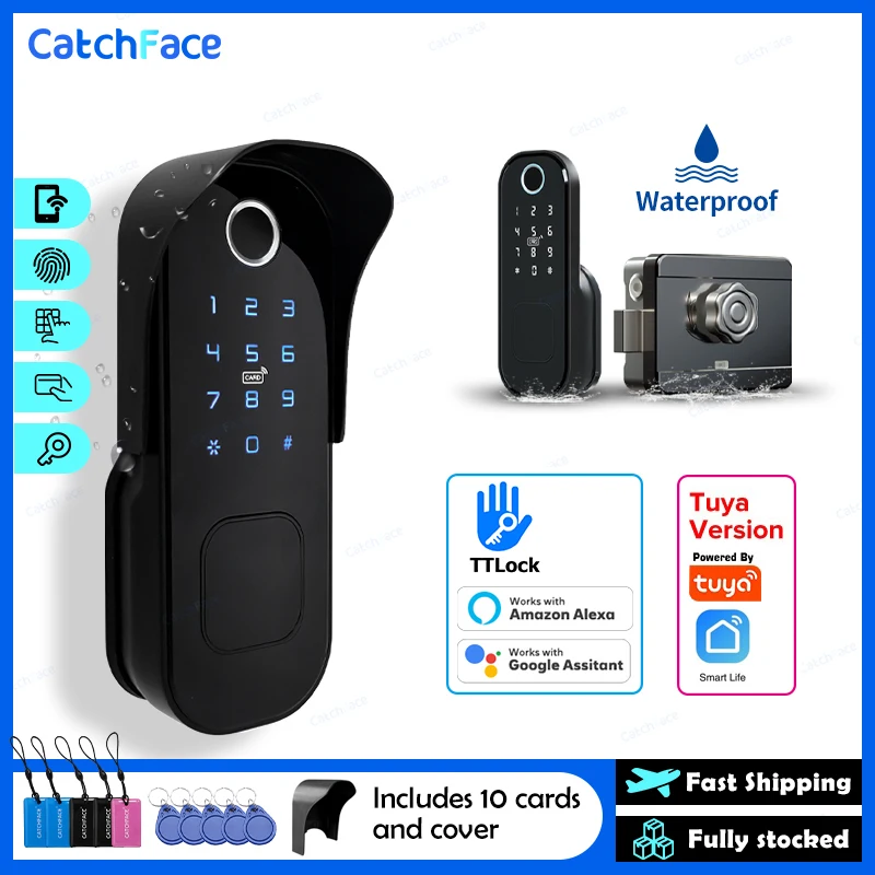 Gate Automatic Lock Fingerprint Waterproof Outdoor Garden Lock Remote ...