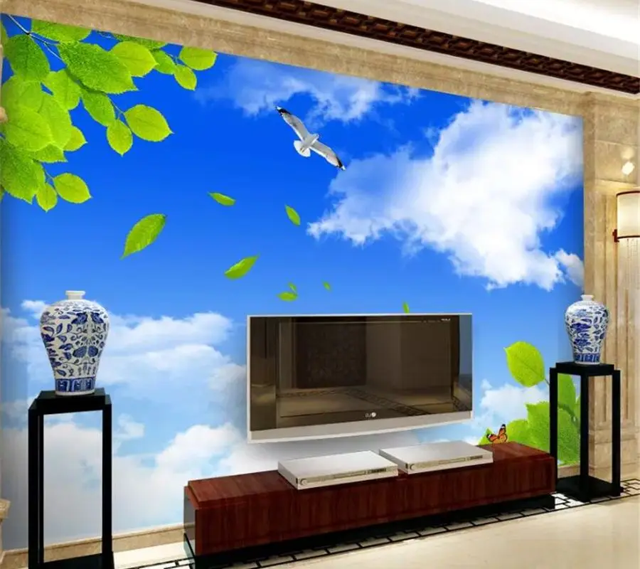 beibehang-Custom-wallpaper-3d-photo-murals-blue-sky-and-white-clouds ...