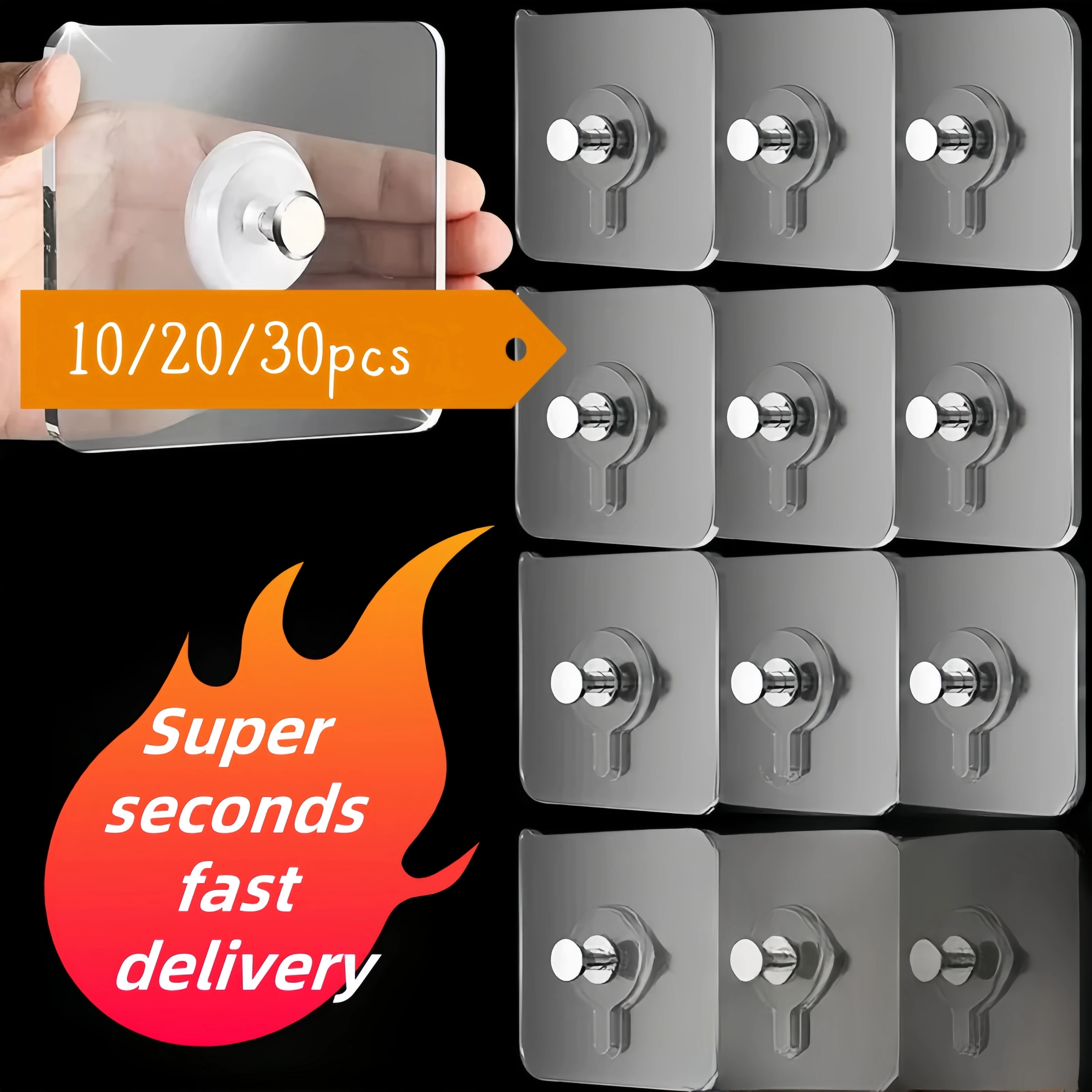 PVC-Strong-Adhesive-Nails-Hooks-Poster-Seamless-Wall-Hook-Waterproof ...