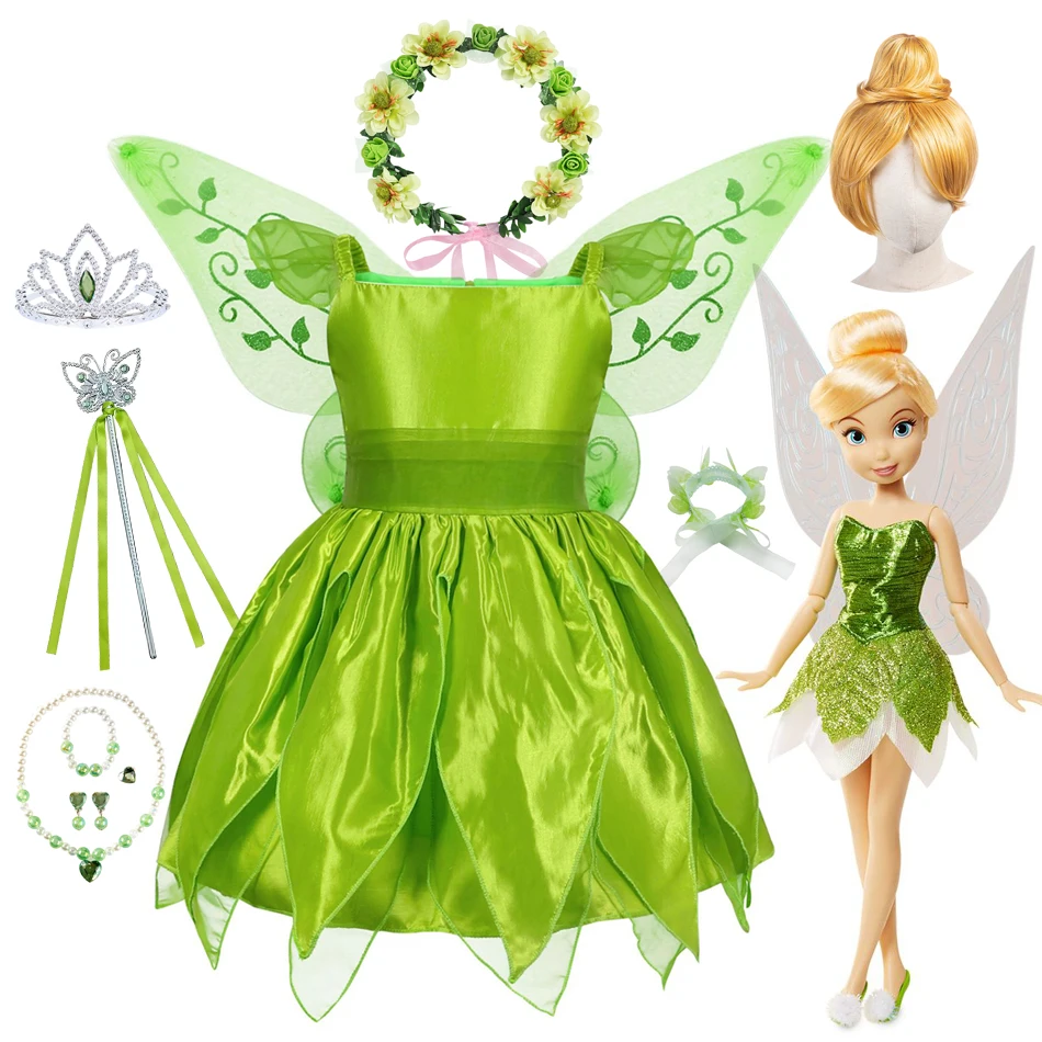 Girls-Tinker-Bell-Costume-Halloween-Costume-for-Kids-Green-Tinkerbell ...