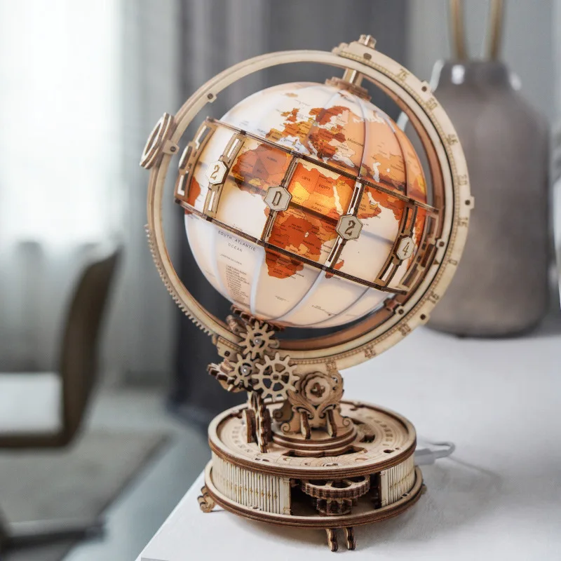 PZ-122-Wooden-Assembly-Globe-Models-Creative-Office-Desktop-Ornamentos ...