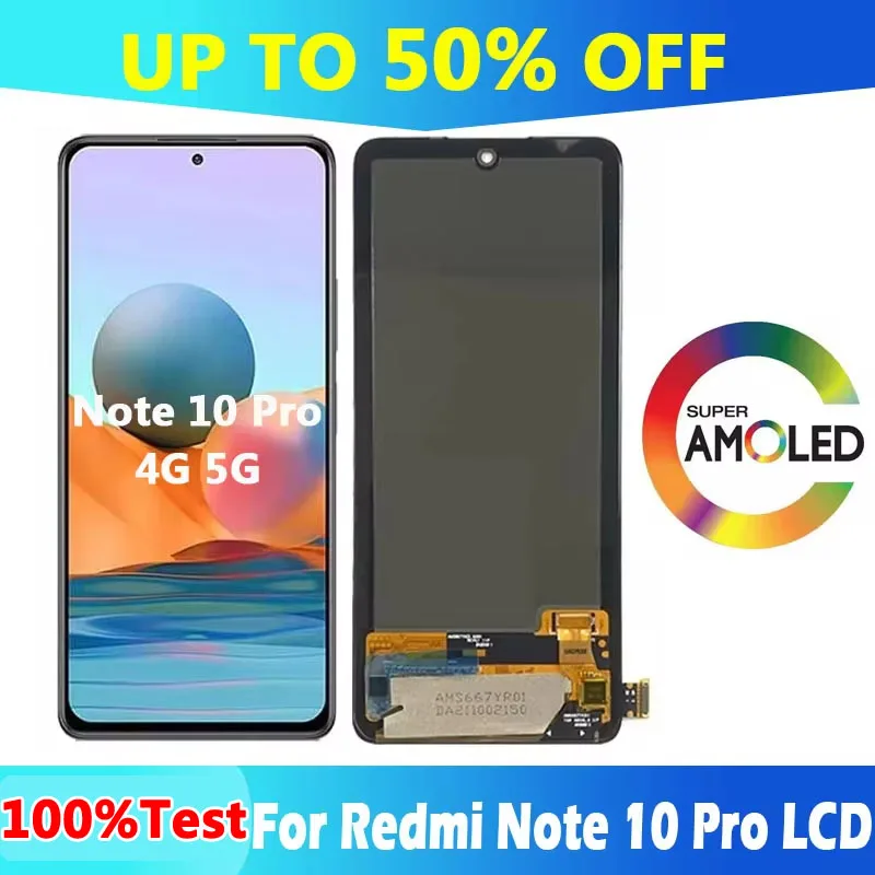 Substituição da tela sensível ao toque, 6.67 "AMOLED, Xiaomi Redmi Note ...
