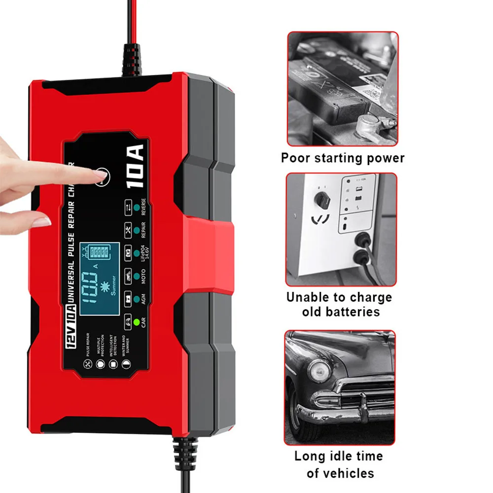 Pulse Repair Car Battery Charger 12V 10A 14.6V 10A Iron Lithium Charger ...