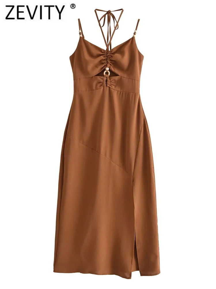 Zevity-2023-Women-Sexy-V-Neck-Hollow-Out-Inner-Style-Sling-Dress-Female ...